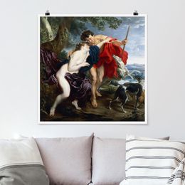 Bilderwelten Poster Anthonis van Dyck - Venus und Adonis - Posterdruck Quadratisch - Wandbilder & Wandposter bis XXL für Wohnzimmer Schlafzimmer