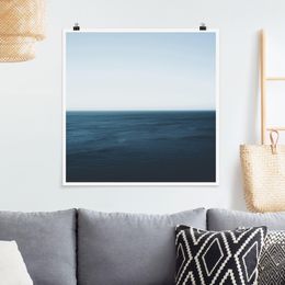 Bilderwelten Poster Strand blau Motiv matt gl&auml;nzend selbstklebend - Minimalistischer Ozean - Meerblick Wohnzimmer Schlafzimmer