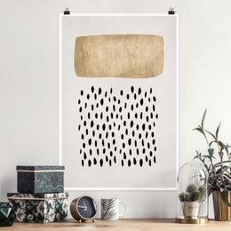 Bilderwelten Poster originell gold Abstrakt matt gl&auml;nzend selbstklebend - Geometrische Punkte I - Wohnzimmer Schlafzimmer