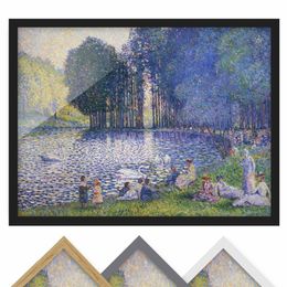 Bilderwelten Bild mit Rahmen Wald blau modern inkl. Rahmung - Henri Edmond Cross - Der See im Bois de Bologne - B&auml;ume Wohnzimmer Schlafzimmer