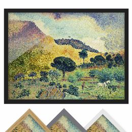 Bilderwelten Bild mit Rahmen Natur gr&uuml;n modern inkl. Rahmung - Henri Edmond Cross - La Chaine des Maures - Landschaft Wohnzimmer Schlafzimmer