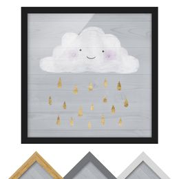 Kinderzimmer Bild mit Rahmen Wolke mit goldenen Regentropfen