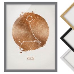 Bild mit Rahmen Sternzeichen Fische Gold