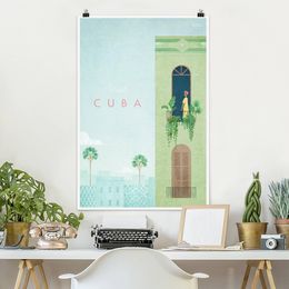 Bilderwelten Poster Stadt gr&uuml;n Illustration matt gl&auml;nzend selbstklebend - Reiseposter - Cuba - Amerika Wohnzimmer Schlafzimmer
