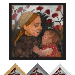 Bilderwelten Bild mit Rahmen originell einzigartig modern inkl. Rahmung - Paula Modersohn-Becker - Junge Frau mit Kind - Deko Wohnzimmer Schlafzimmer