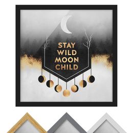 Bilderwelten Bild mit Rahmen Spr&uuml;che gold Abstrakt Aquarell - Stay Wild Moon Child - Spr&uuml;che Wohnzimmer Schlafzimmer