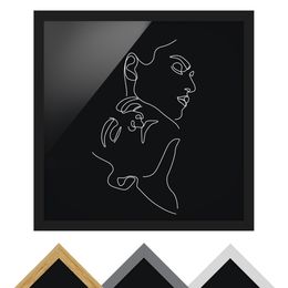 Bild mit Rahmen Line Art Frauen Gesichter Schwarz