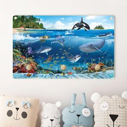 Kindergarderobe Holz Animal Club International - Unterwasserwelt mit Tieren