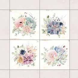 Fliesenaufkleber Aquarell Blumen Landhaus