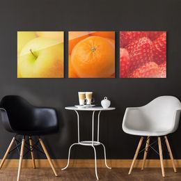3-teiliges Glasbild Küche Frisches Obst