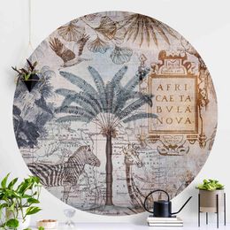 Runde Fototapete selbstklebend Vintage Collage Landkarte Afrika
