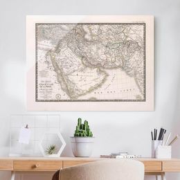 Glasbild Vintage Karte im Orient