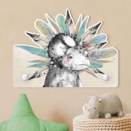 Kindergarderobe Holz Baby Triceratops mit Federkrone