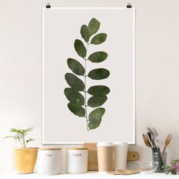 Bilderwelten Poster Blumen gr&uuml;n Tropisch matt gl&auml;nzend selbstklebend - Grafische Pflanzenwelt - Dunkelgr&uuml;n - Wohnzimmer Schlafzimmer