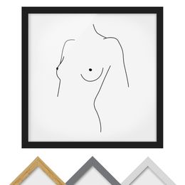 Bild mit Rahmen Line Art Akt B&uuml;ste Frau Schwarz Wei&szlig;
