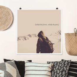Bilderwelten Poster Natur beige Motiv matt gl&auml;nzend selbstklebend - Lyrische Landschaften - Atmen - Berg Wohnzimmer Schlafzimmer