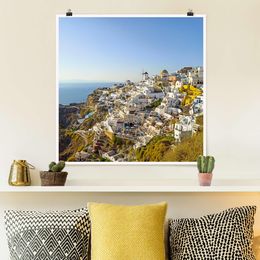 Bilderwelten Poster Natur bunt Motiv matt gl&auml;nzend selbstklebend - Oia auf Santorini - Landschaft Wohnzimmer Schlafzimmer