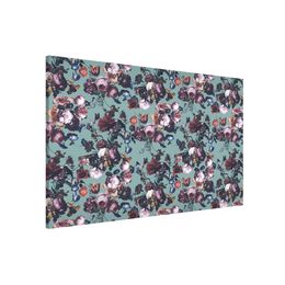 Magnettafel Altmeisterliche Blüten mit Tulpen und Rosen auf Blau