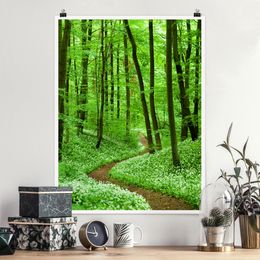 Poster Wald Romantischer Waldweg