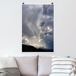 Bilderwelten Poster Natur blau Motiv matt gl&auml;nzend selbstklebend - Wilde Wolken - Himmel Wohnzimmer Schlafzimmer