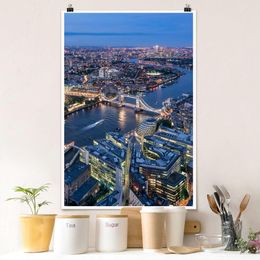 Bilderwelten Poster Stadt bunt Motiv matt gl&auml;nzend selbstklebend - Nachts in London - Architektur Wohnzimmer Schlafzimmer