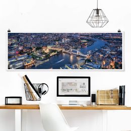 Bilderwelten Poster Stadt bunt Motiv matt gl&auml;nzend selbstklebend - Nachts in London - Architektur Wohnzimmer Schlafzimmer