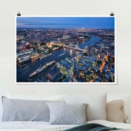Bilderwelten Poster Stadt bunt Motiv matt gl&auml;nzend selbstklebend - Nachts in London - Architektur Wohnzimmer Schlafzimmer