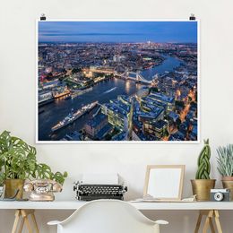 Bilderwelten Poster Stadt bunt Motiv matt gl&auml;nzend selbstklebend - Nachts in London - Architektur Wohnzimmer Schlafzimmer