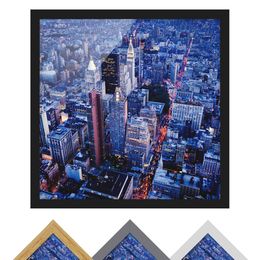 Bilderwelten Bild mit Rahmen Stadt blau Motiv inkl. Rahmung - Big Apple - Skylines Wohnzimmer Schlafzimmer