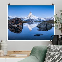 Bilderwelten Poster Natur blau Motiv matt gl&auml;nzend selbstklebend - Stellisee vor dem Matterhorn - Schweiz Wohnzimmer Schlafzimmer
