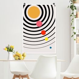 Bilderwelten Poster originell schwarz weiss Illustration matt gl&auml;nzend selbstklebend - Geometrisches Universum - Himmel Wohnzimmer Schlafzimmer
