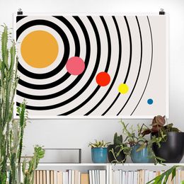 Bilderwelten Poster originell schwarz weiss Illustration matt gl&auml;nzend selbstklebend - Geometrisches Universum - Himmel Wohnzimmer Schlafzimmer