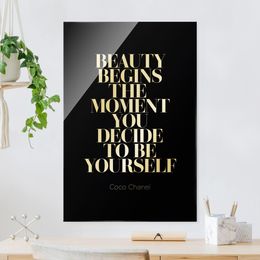 Glasbild Be yourself Coco Chanel Schwarz
