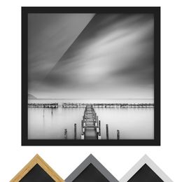 SchwarzWei&szlig; Bild mit Rahmen Der alte Pier