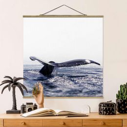 Stoffbild mit Posterleisten Wal Gesang auf Island