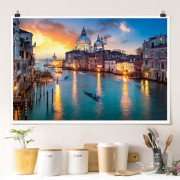 Bilderwelten Poster Strand t&uuml;rkis Motiv matt gl&auml;nzend selbstklebend - Sunset in Venice - Italien Wohnzimmer Schlafzimmer