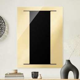 Bilderwelten Glasbild Buchstaben & Zahlen modern schwarz weiss Glas Wandbild - Antiqua Letter I - Deko Jugendzimmer