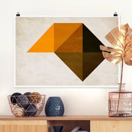 Bilderwelten Poster originell orange Abstrakt matt gl&auml;nzend selbstklebend - Geometrisches Trapez - Wohnzimmer Schlafzimmer