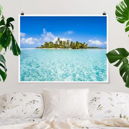 Bilderwelten Poster Strand t&uuml;rkis Tropisch matt gl&auml;nzend selbstklebend - Crystal Clear Water - Karibik Wohnzimmer Schlafzimmer