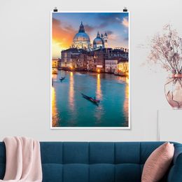 Bilderwelten Poster Strand t&uuml;rkis Motiv matt gl&auml;nzend selbstklebend - Sunset in Venice - Italien Wohnzimmer Schlafzimmer
