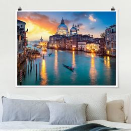 Bilderwelten Poster Strand t&uuml;rkis Motiv matt gl&auml;nzend selbstklebend - Sunset in Venice - Italien Wohnzimmer Schlafzimmer