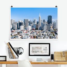 Bilderwelten Poster Stadt blau Motiv matt gl&auml;nzend selbstklebend - San Francisco Skyline - Architektur Wohnzimmer Schlafzimmer