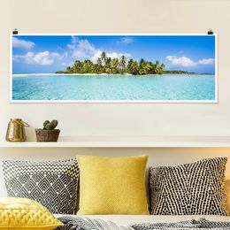 Bilderwelten Poster Strand t&uuml;rkis Tropisch matt gl&auml;nzend selbstklebend - Crystal Clear Water - Karibik Wohnzimmer Schlafzimmer