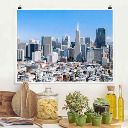 Bilderwelten Poster Stadt blau Motiv matt gl&auml;nzend selbstklebend - San Francisco Skyline - Architektur Wohnzimmer Schlafzimmer