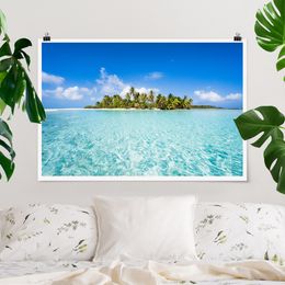 Bilderwelten Poster Strand t&uuml;rkis Tropisch matt gl&auml;nzend selbstklebend - Crystal Clear Water - Karibik Wohnzimmer Schlafzimmer