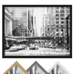Architektur & Skyline Bild mit Rahmen NYC Urban schwarzwei&szlig;
