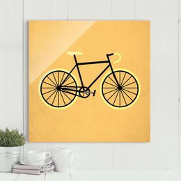 Glasbild Fahrrad in Gelb
