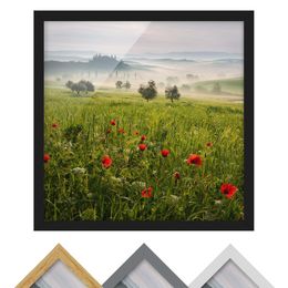 Bilderwelten Bild mit Rahmen Blumen gr&uuml;n Motiv inkl. Rahmung - Toskana Fr&uuml;hling - Berg Wohnzimmer Schlafzimmer