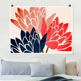 Bilderwelten Poster Blumen rosa modern matt gl&auml;nzend selbstklebend - Drei Seerosenbl&uuml;ten - Wohnzimmer Schlafzimmer