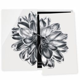Herdabdeckplatte Blumen Dahlie Blume Silber Metallic
